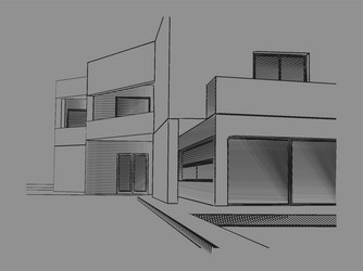 House drawing in contours Royalty Free Vector Image
