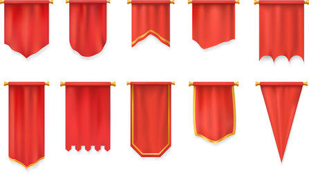 Red realistic pennant set empty triangle banners Vector Image