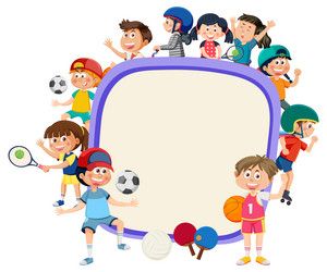 Cartoon kids sports banner design Royalty Free Vector Image
