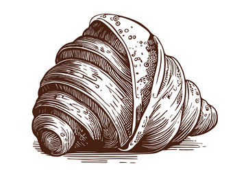 Delicious french croissant hand drawn sketch Vector Image