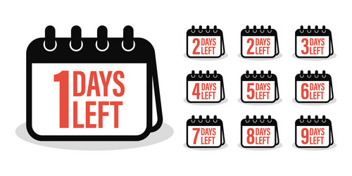 Number days left to go calendars Royalty Free Vector Image
