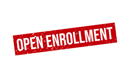 Open enrollment rubber stamp enrollment Royalty Free Vector