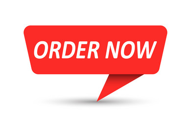 Order now a red banner pointer sticker label Vector Image