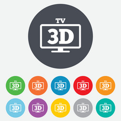 3d tv sign icon television set symbol Royalty Free Vector