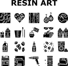 Resin art creation collection icons set Royalty Free Vector