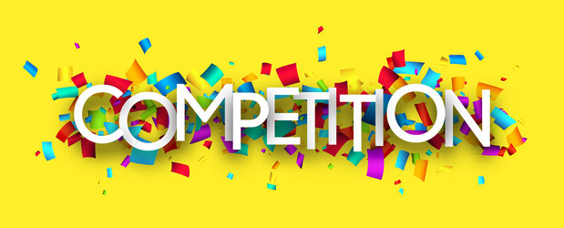 Contest sign over colorful cut ribbon confetti Vector Image