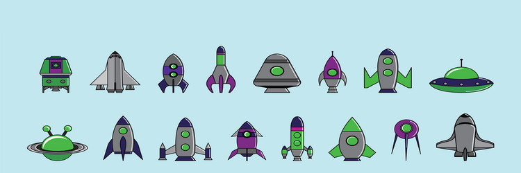A set starship cartoon icon design template Vector Image