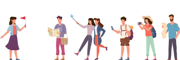 Tourist group cartoon Royalty Free Vector Image