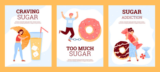 Happy young people with sugar addiction holding Vector Image