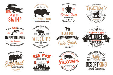 Wild animal labels set animal labels set Vector Image