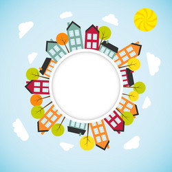 Banner with small town Royalty Free Vector Image