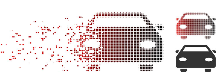 Dust pixel halftone car icon Royalty Free Vector Image Dust pixel halftone car icon Royalty Free Vector Image