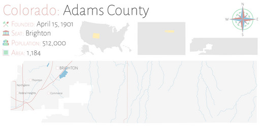 Map adams county in colorado Royalty Free Vector Image