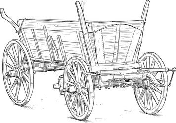 Old wooden frontier style wagon Royalty Free Vector Image
