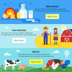 Web banner farm farmers animals Royalty Free Vector Image