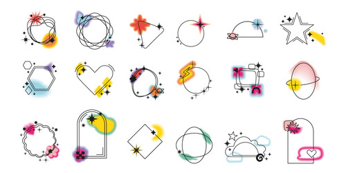 Aesthetic y2k dividers elements set arches Vector Image