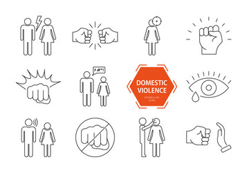 Domestic violence icons set abuse Royalty Free Vector Image