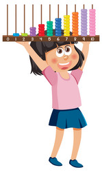 Student girl holding number cartoon character Vector Image