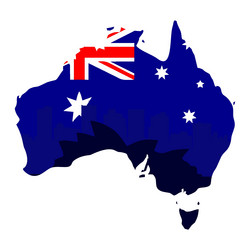 Map of australia in blue Royalty Free Vector Image