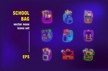 School subjects in neon style Royalty Free Vector Image