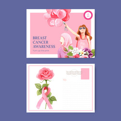 Postcard template with breast cancer Royalty Free Vector