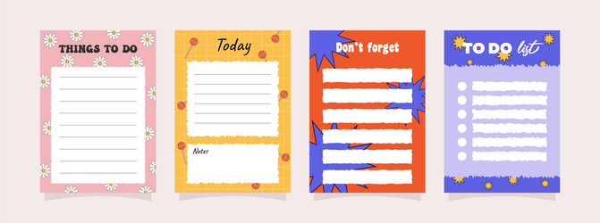 Set of to do lists and note papers Royalty Free Vector Image