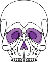 Human skull one continuous line graphic ill Vector Image