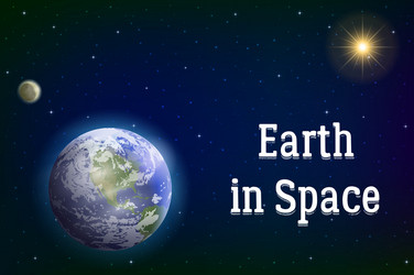 Sun star and planet earth with moon Royalty Free Vector