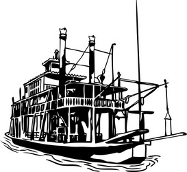 Steamboat lineart Royalty Free Vector Image - VectorStock