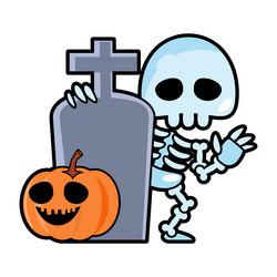 Skeleton ghost halloween cartoon characters Vector Image