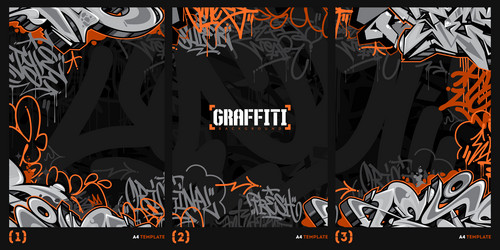 Abstract dark graffiti style a4 poster Royalty Free Vector