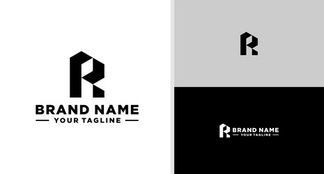 Letter r logo monogram geometric futuristic editab