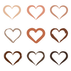 Different hearts with skin color diversity black Vector Image