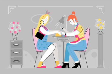 Cartoon doodles nail salon Royalty Free Vector Image