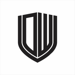 Dw logo monogram with piece circle ribbon style Vector Image