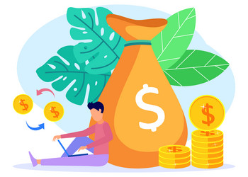 Graphic cartoon character business income Vector Image