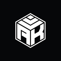 Ak logo monogram hexagon shape with ornament Vector Image