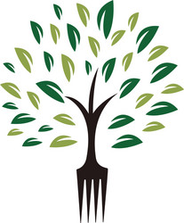 Fork and spoon tree logo design for restaurant Vector Image