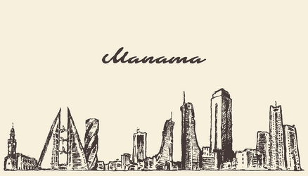 Bahrain hand drawn skyline Royalty Free Vector Image