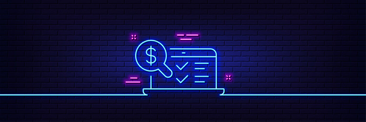 Online accounting line icon audit sign neon Vector Image