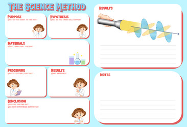 Science method worksheet for children Royalty Free Vector
