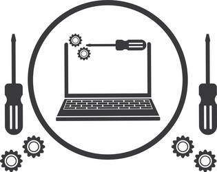 Computer service and repair logo icon Royalty Free Vector
