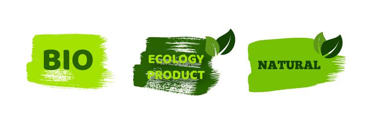 Green natural bio labels Royalty Free Vector Image