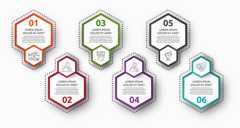Infographic with 6 pentagons used for six Vector Image