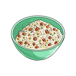 Rice in plate Royalty Free Vector Image - VectorStock