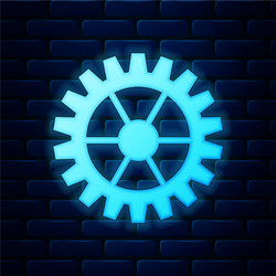 Glowing neon gear icon isolated on white Vector Image