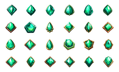 Emerald set isolated on white background Vector Image