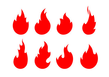 Fire icon set red color symbol or emblem Vector Image