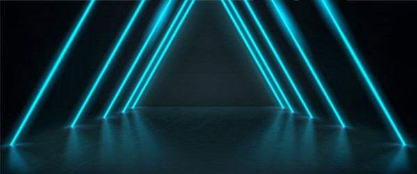 Neon room with led light stage background Vector Image