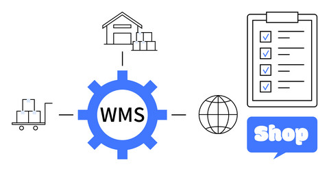 Warehouse management system integration Royalty Free Vector